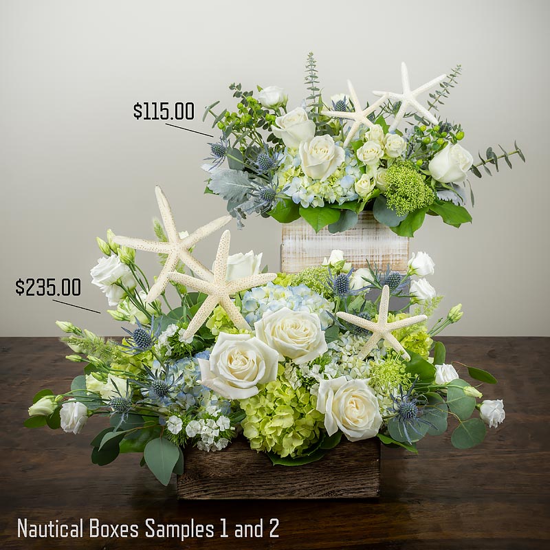 Charming Nautical Beach Flower Box Arrangements for Delivery or Pick-up ...