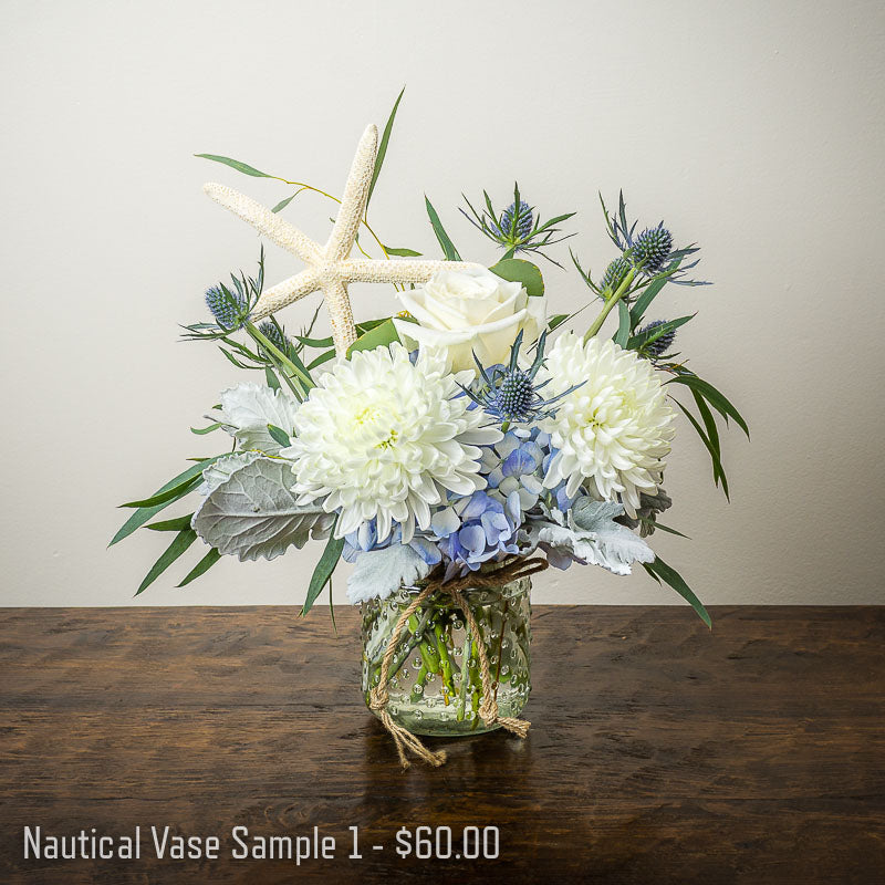Beach Themed Nautical Flower Vase Arrangements for Delivery or Pick-up ...